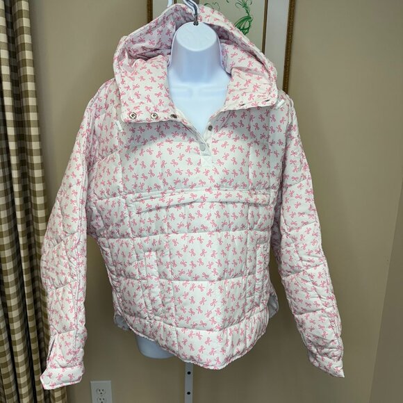 Peach Love California | Jackets & Coats | Bow Print Puffer Jacket ...